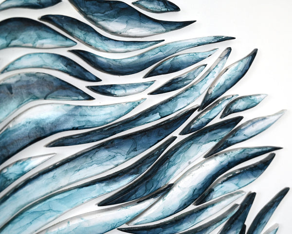 Ocean Swells 24x24" Wall Sculpture - Elizabeth Karlson Art